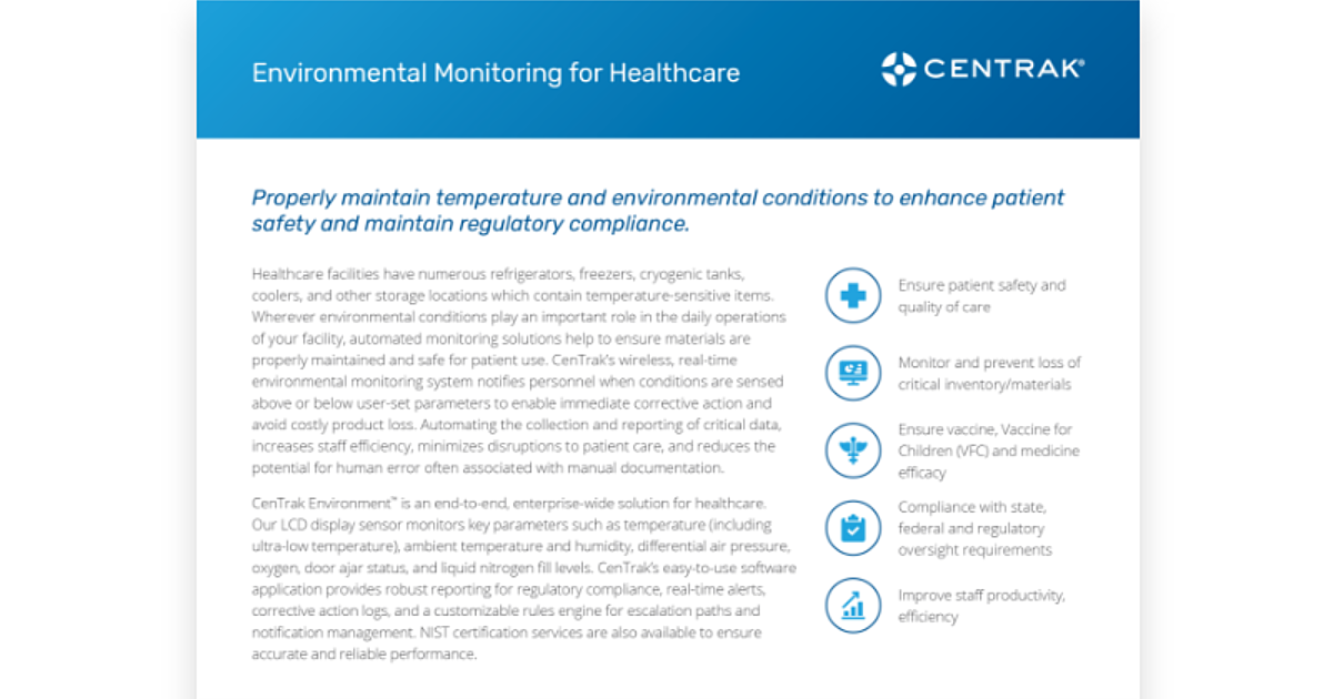 Environmental Monitoring for Healthcare